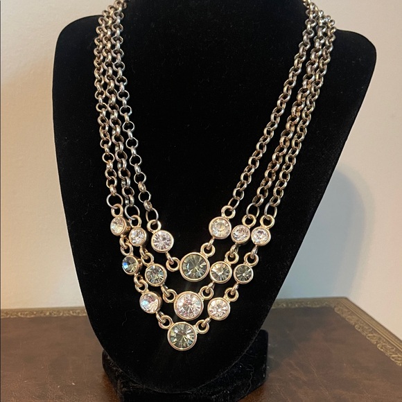 Source Unknown | Jewelry | Gold And Silver Tone Multilayer Crystal ...